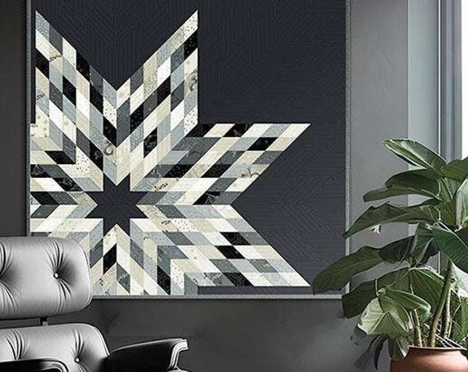 Mega Star Quilt Pattern, Zen Chic MSQP, Modern Lone Star Wall Quilt Pattern, Jelly Roll Friendly ...