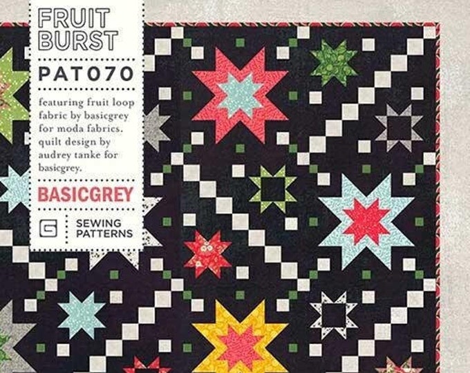 Fruitl Burst Quilt Pattern, Basicgrey PAT070, Fat Quarter FQ Friendly Star and Chain Throw Quilt ...