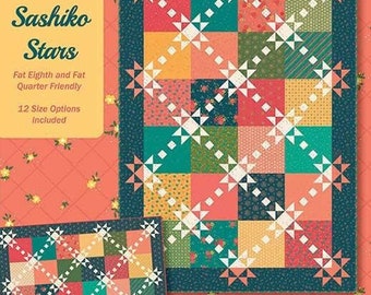 Mighty Stars Quilt Pattern, CJ101, Fat Quarter Scrap Friendly ...