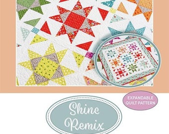 Square Dance Quilt Pattern, Basicgrey PAT049, Fat Eighths Eights F8 Friendly Pattern, Star Lap ...