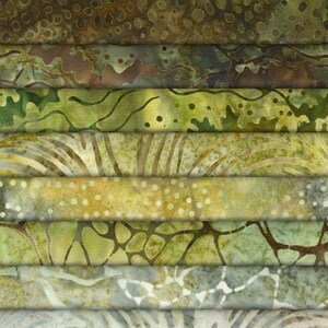 Artisan Batiks Patterns in Nature Roll Up, Robert Kaufman RU-1276-40, 2.5 Green Brown Gray ...