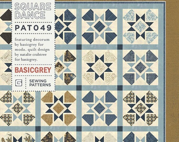 Square Dance Quilt Pattern, Basicgrey PAT049, Fat Eighths Eights F8 Friendly Pattern, Star Lap ...