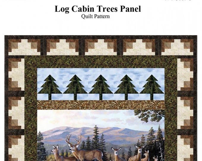 Log Cabin Trees Panel Quilt Pattern, Castilleja Cotton CJC-50671, Horizontal Fabric Panel Quilt ...