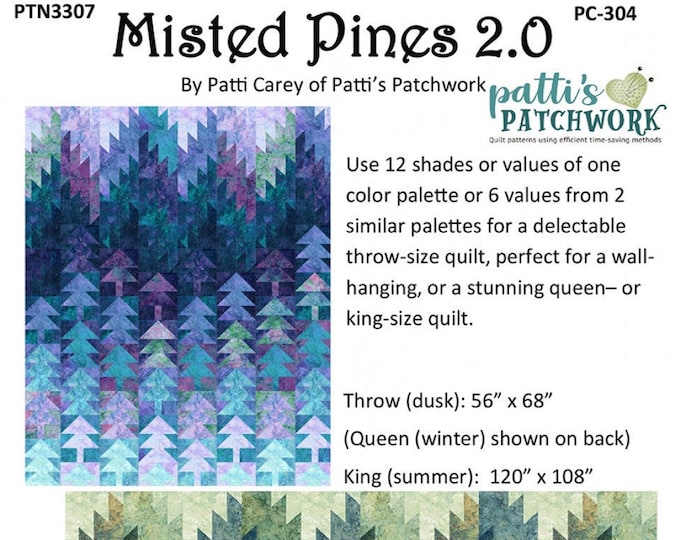 Misted Pines 2.0 Quilt Pattern, Patti's Patchwork PC-304, Monochromatic ...