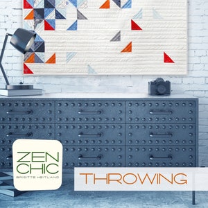 Throwing Quilt Pattern, Zen Chic ZCTRQP, Charm Pack Friendly Modern Contemporary HST Square ...