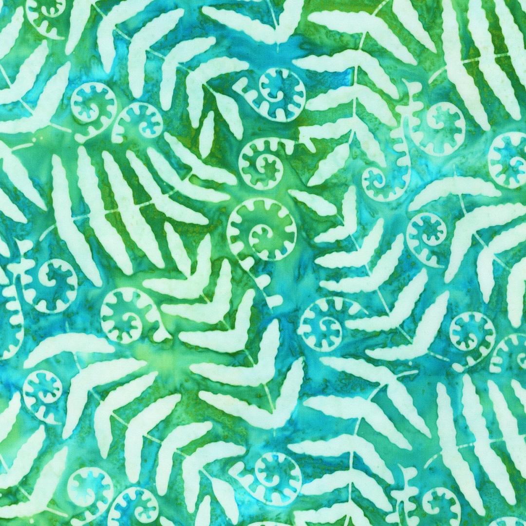 LAST CALL Artisan Batiks Forest Glen - Green White Fern Leaves Batik ...