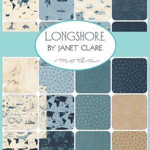 Longshore Charm Pack, Moda 24610PP, 5 Precut Coastal Nautical Sailboats ...