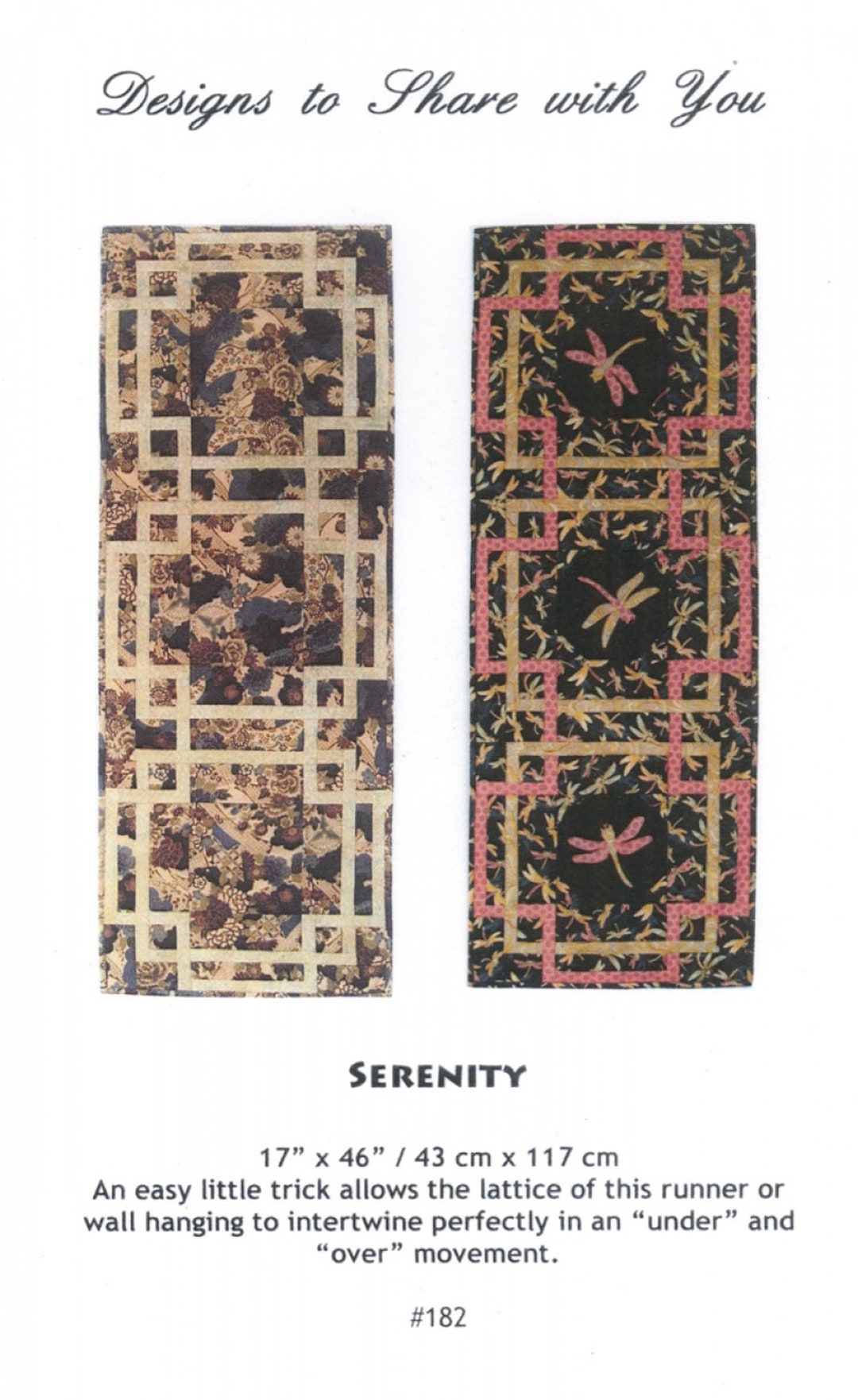 LAST CALL Serenity Table Runner Quilt Pattern, Designs to Share With ...