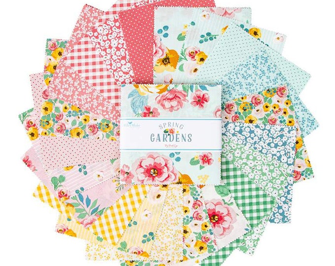 Spring Gardens 5" Stacker, Riley Blake 5-14110-42, 5" Inch Precut Fabric Squares, 5" Stacker ...