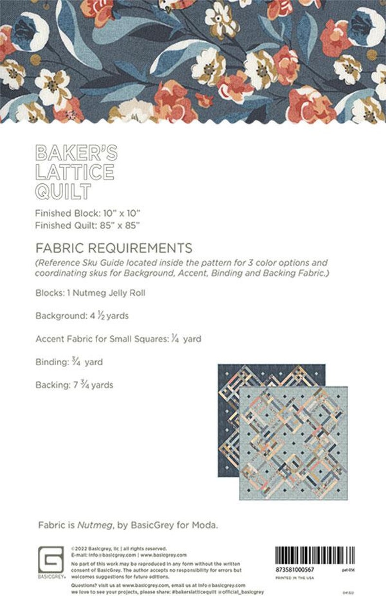 Baker's Lattice Quilt Pattern Basicgrey PAT056 Jelly - Etsy