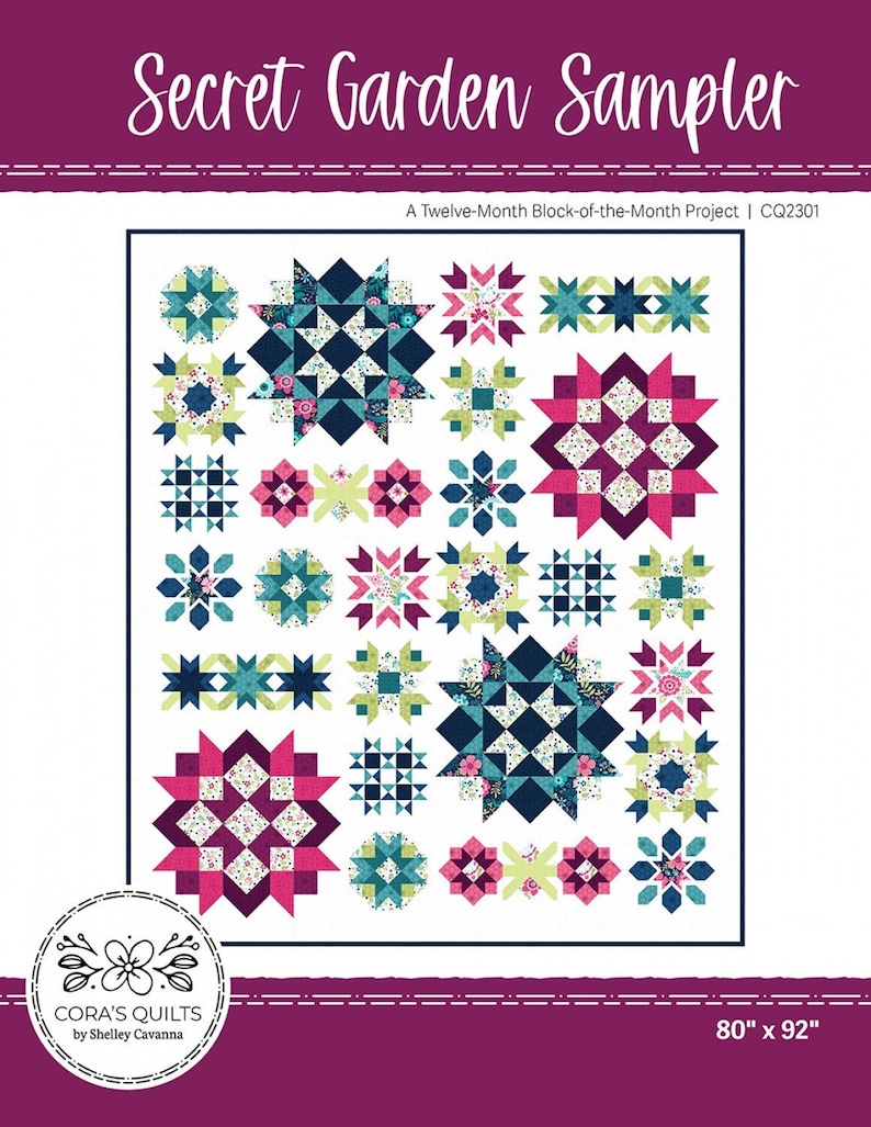 Secret Garden Sampler BOM Quilt Pattern, Cora's Quilts CQ2301, Yardage ...