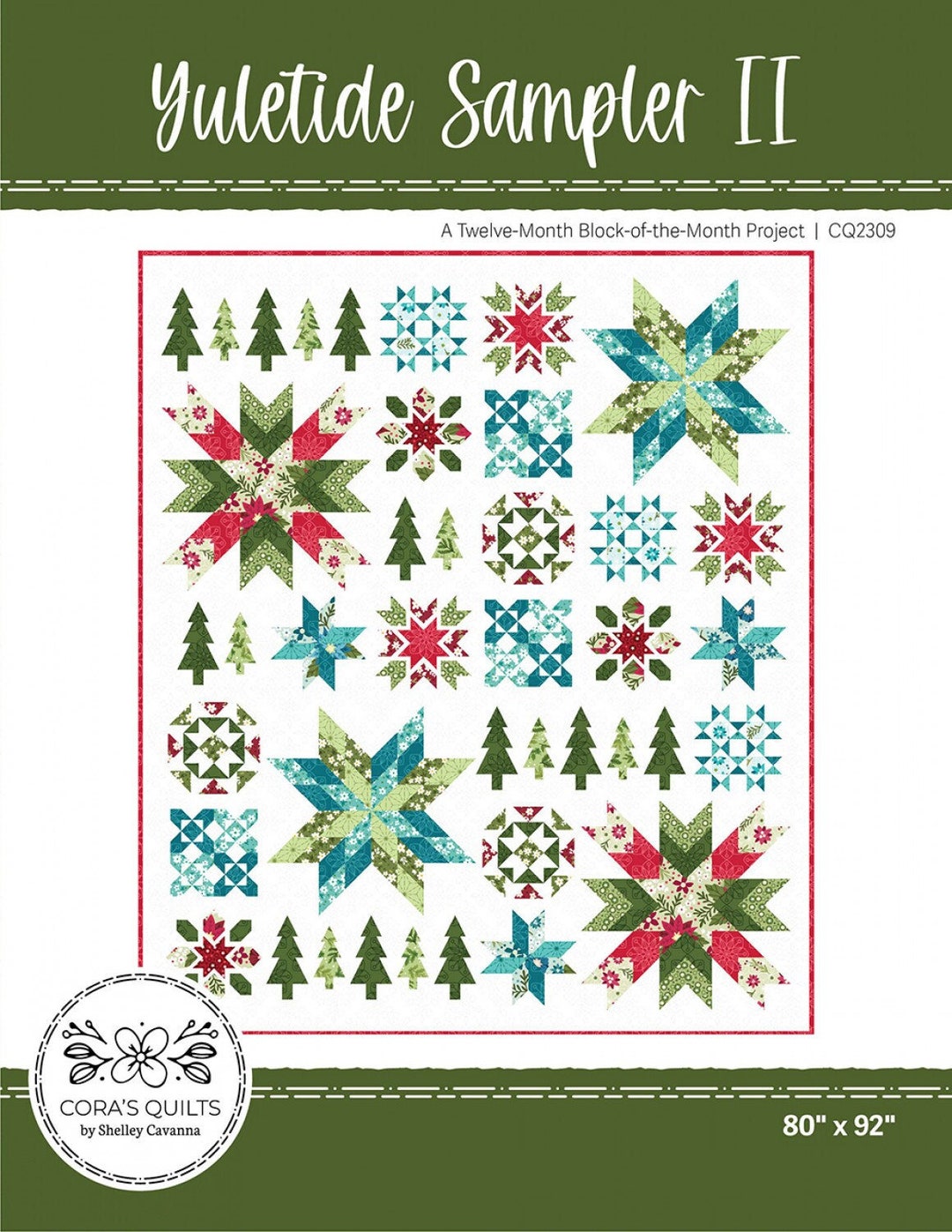 Yuletide Sampler II 2 BOM Quilt Pattern, Cora's Quilts CQ2309, Yardage ...