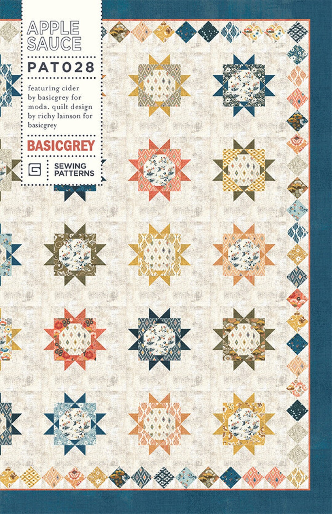 LAST CALL Apple Sauce Quilt Pattern, Basicgrey PAT028, Fat Eighths Eights F8 Friendly Pattern ...
