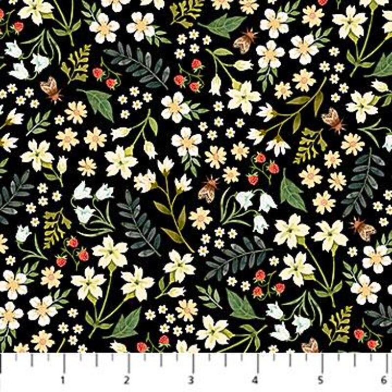 Black Floral Fabric - Etsy