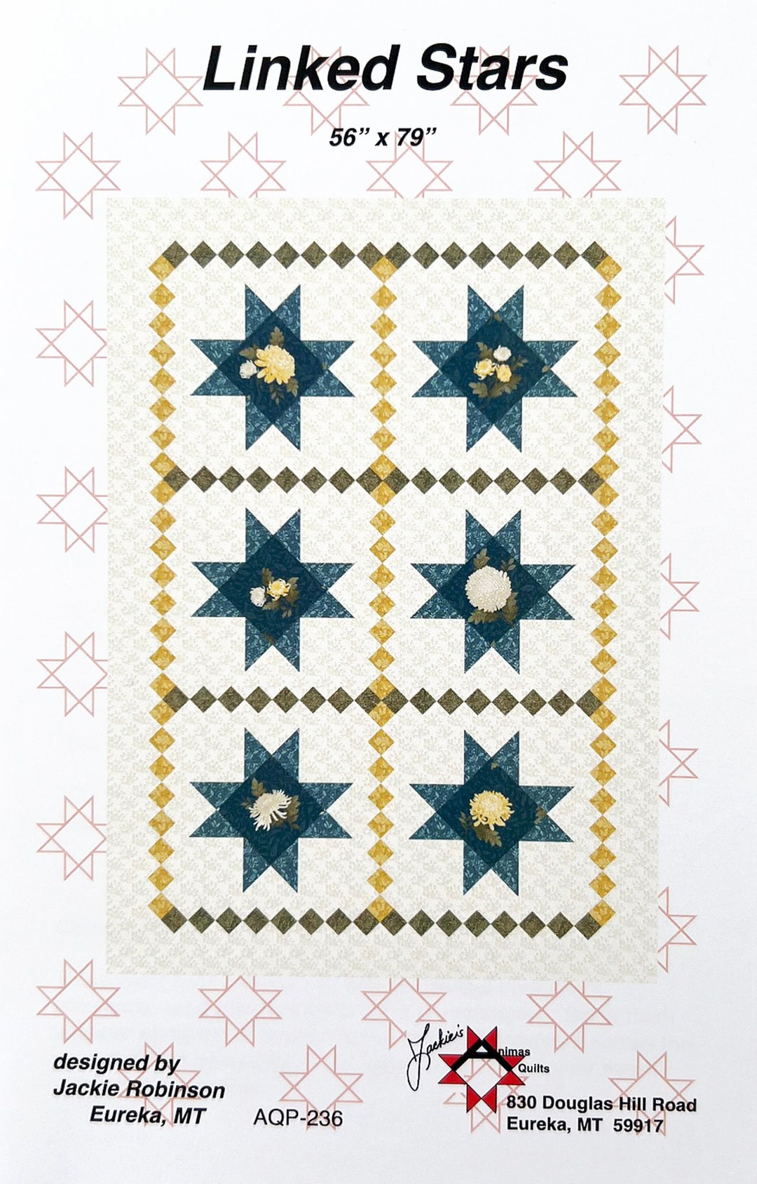 Linked Stars Quilt Pattern, AQP236, Yardage Friendly Star Lap Throw ...