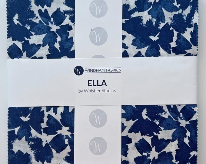 DESTASH Ella Layer Cake, Windham Fabrics, 10" Precut Blue White Fabric ...