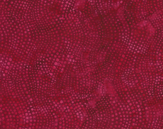 LAST CALL Red Spotted Batik Fabric, Island Batik BE23-C1 Wavy Dots ...