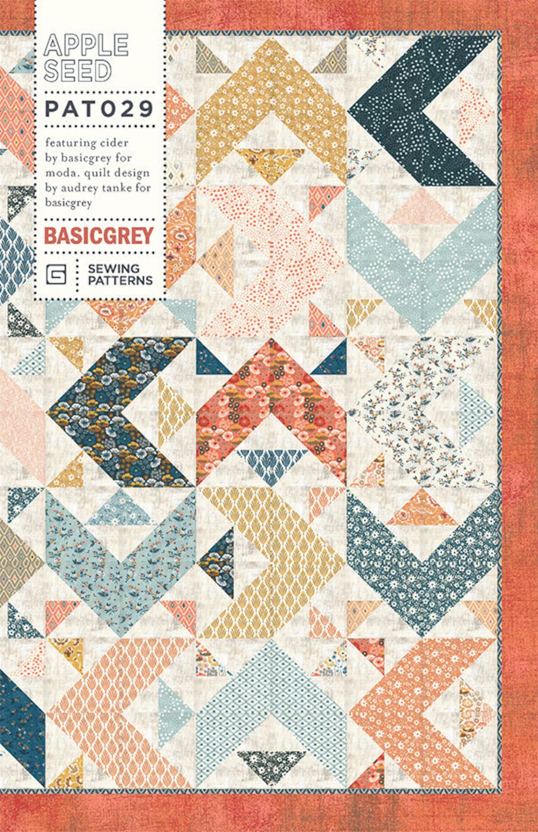 Apple Seed Quilt Pattern, Basicgrey PAT029, Fat Eighths Eights F8 Friendly Pattern, Modern ...