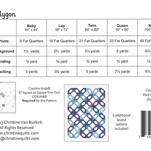 Polygon Quilt Pattern, Christine Quilts CQ022, Fat Quarter FQ Friendly ...