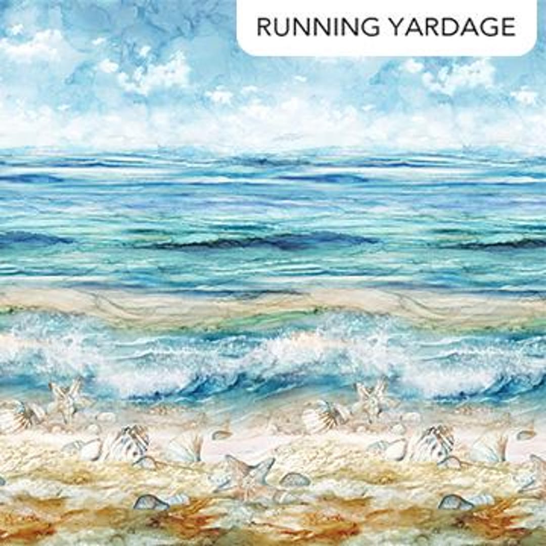 Great Outdoors - Coastal Beach Landscape Ombre Fabric, Northcott ...