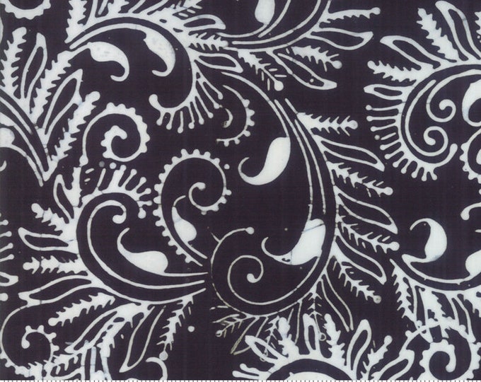 LAST CALL Bahama Batiks - Onyx Black White Swirling Leaves Batik Fabric ...