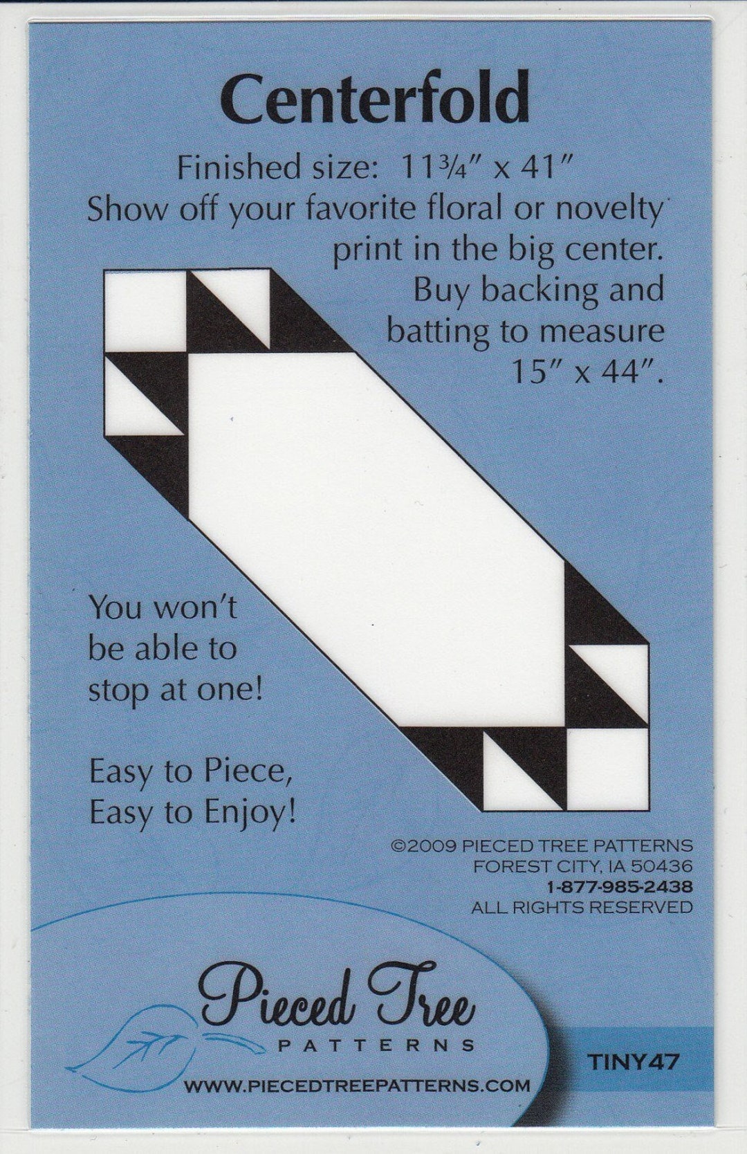 Centerfold Quilt Pattern, Pieced Tree Patterns TINY47, Yardage Friendly ...