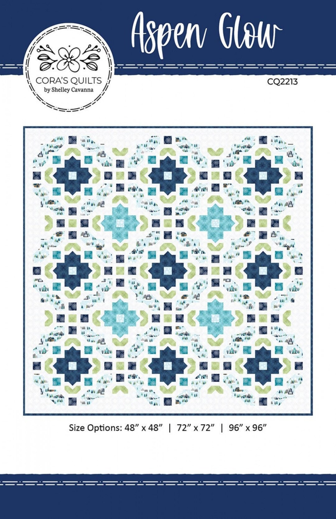 Aspen Glow Quilt Pattern, Cora's Quilts CQ2213, Yardage Friendly Flower ...