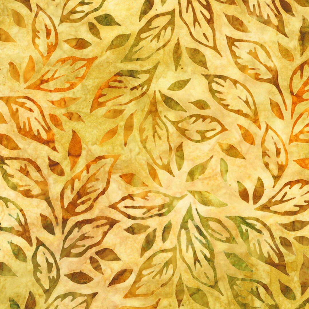 Artisan Batiks Autumn Skies - Gold Leaves Batik Fabric, Robert Kaufman ...