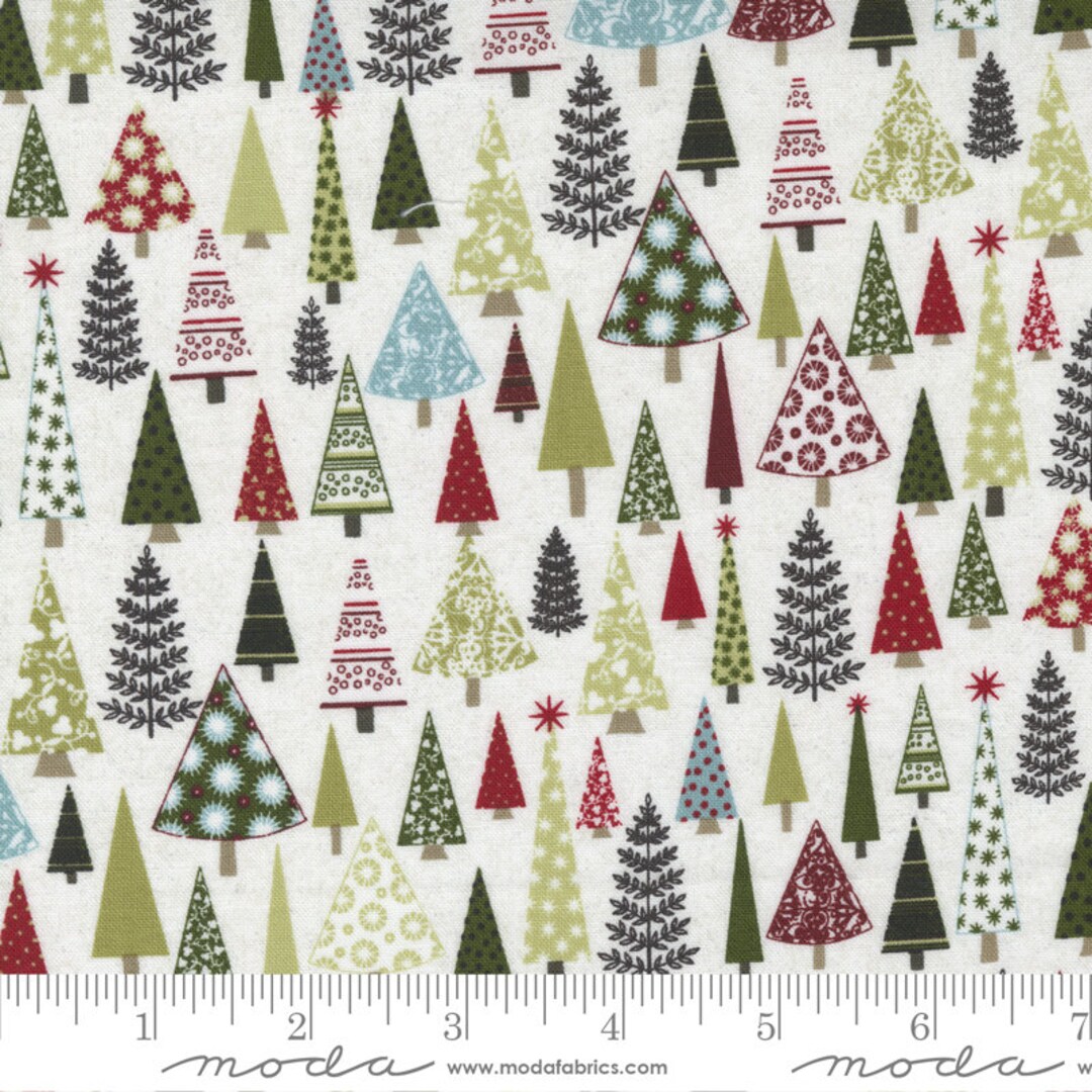 Peppermint Bark Marshmallow Christmas Trees Fabric, Moda 30692 11 ...