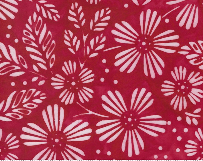LAST CALL - Red White Floral Batik Fabric, Moda 4360 15, Fire and Ice ...