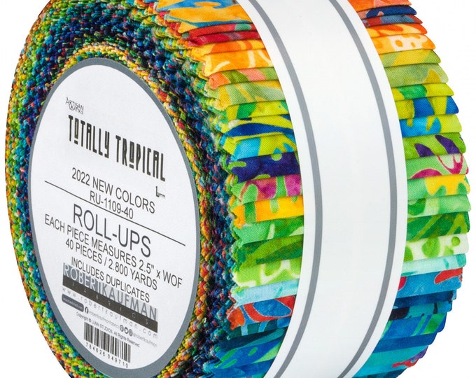 Totally Tropical Batik Jelly Roll up Fabric, RU-1109-40, 2.5" Inch ...