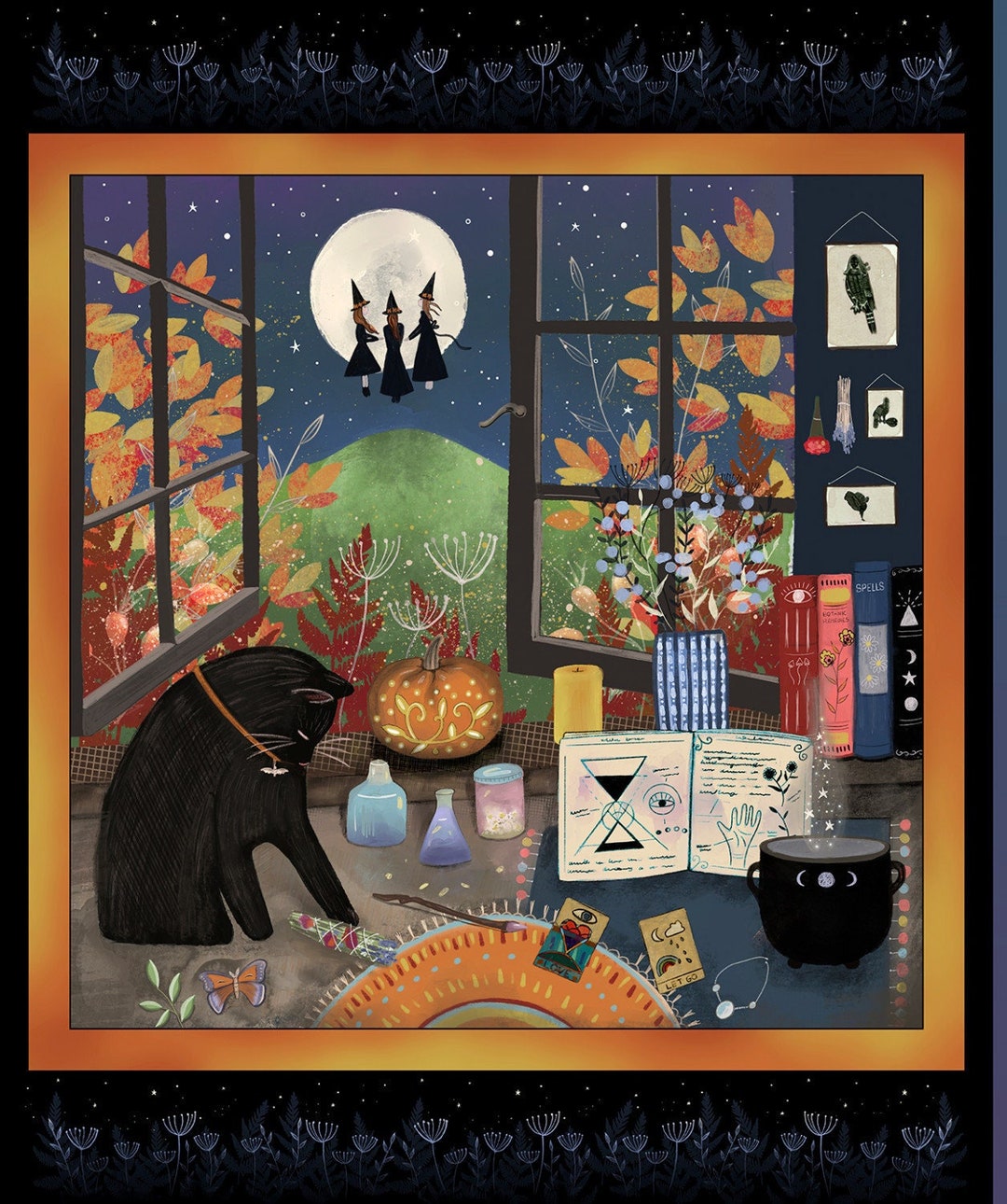 Practical Magic Witches 36 Fabric Panel, P & B Textiles PMAG 5359 PA ...