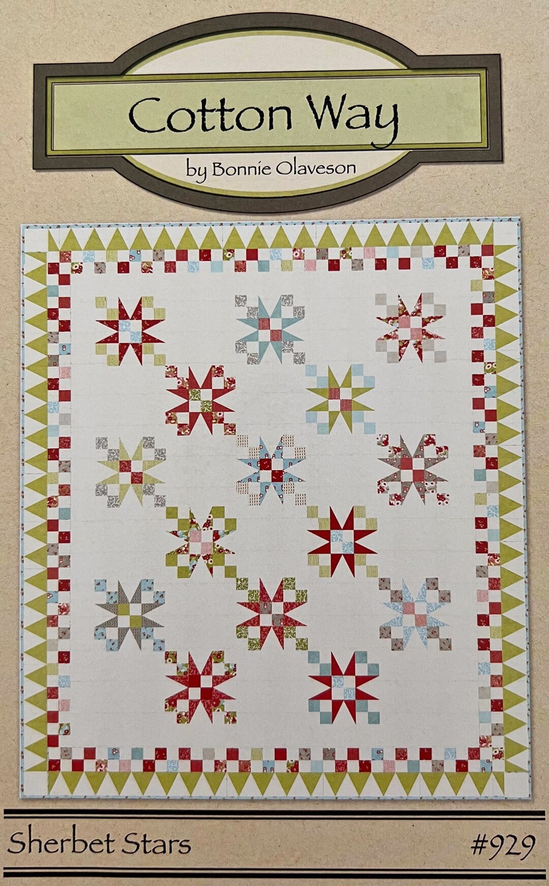 LAST CALL Sherbet Stars Quilt Pattern, Cotton Way CW929, Jelly Roll ...