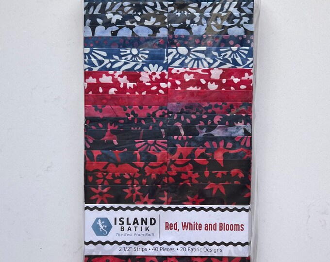 Red White Blooms Strip Pack, Island Batik, Patriotic Batik Jelly Strip ...