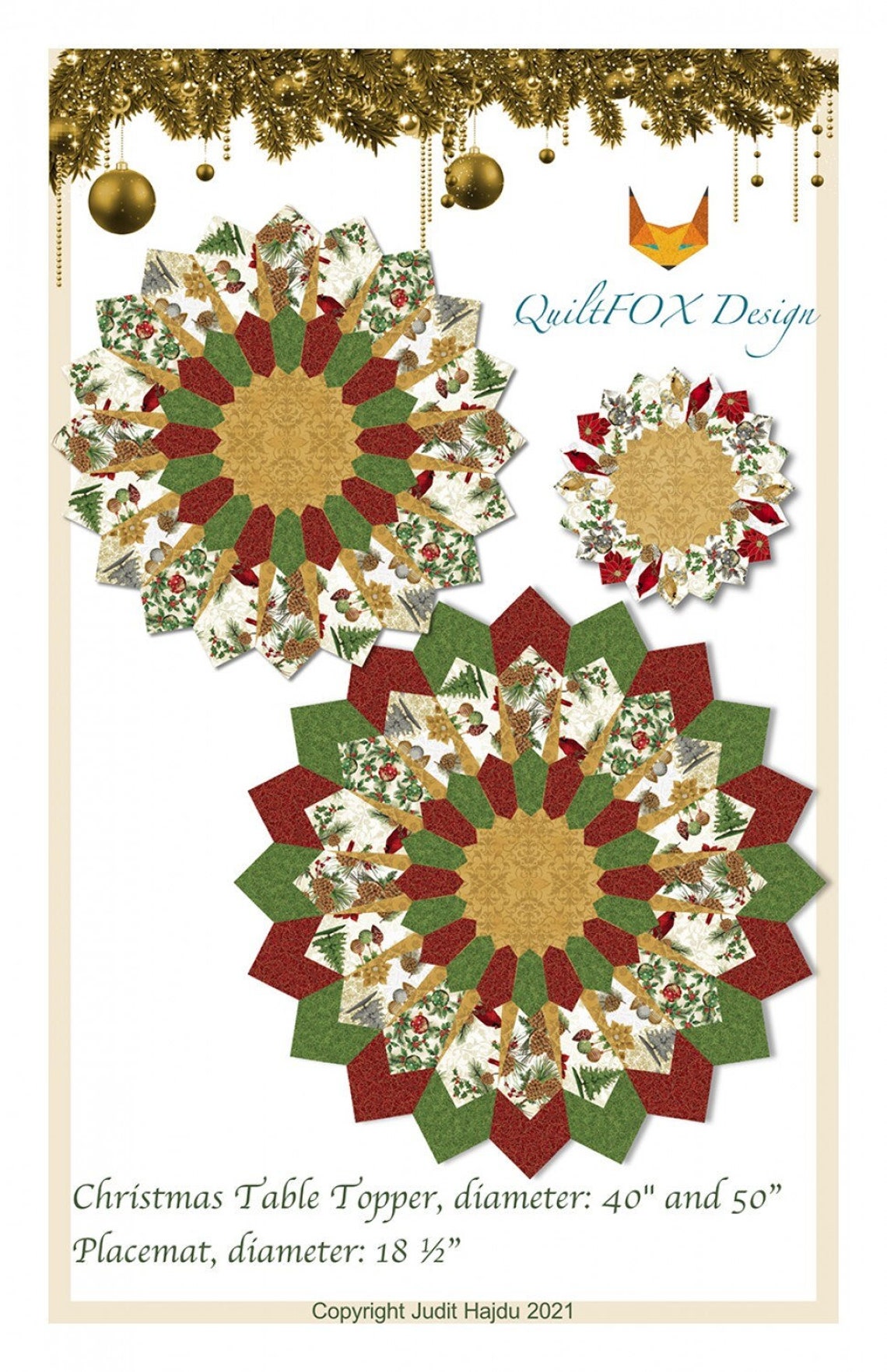 Christmas Table Topper and Place Mats Quilt Pattern QFOX171 - Etsy