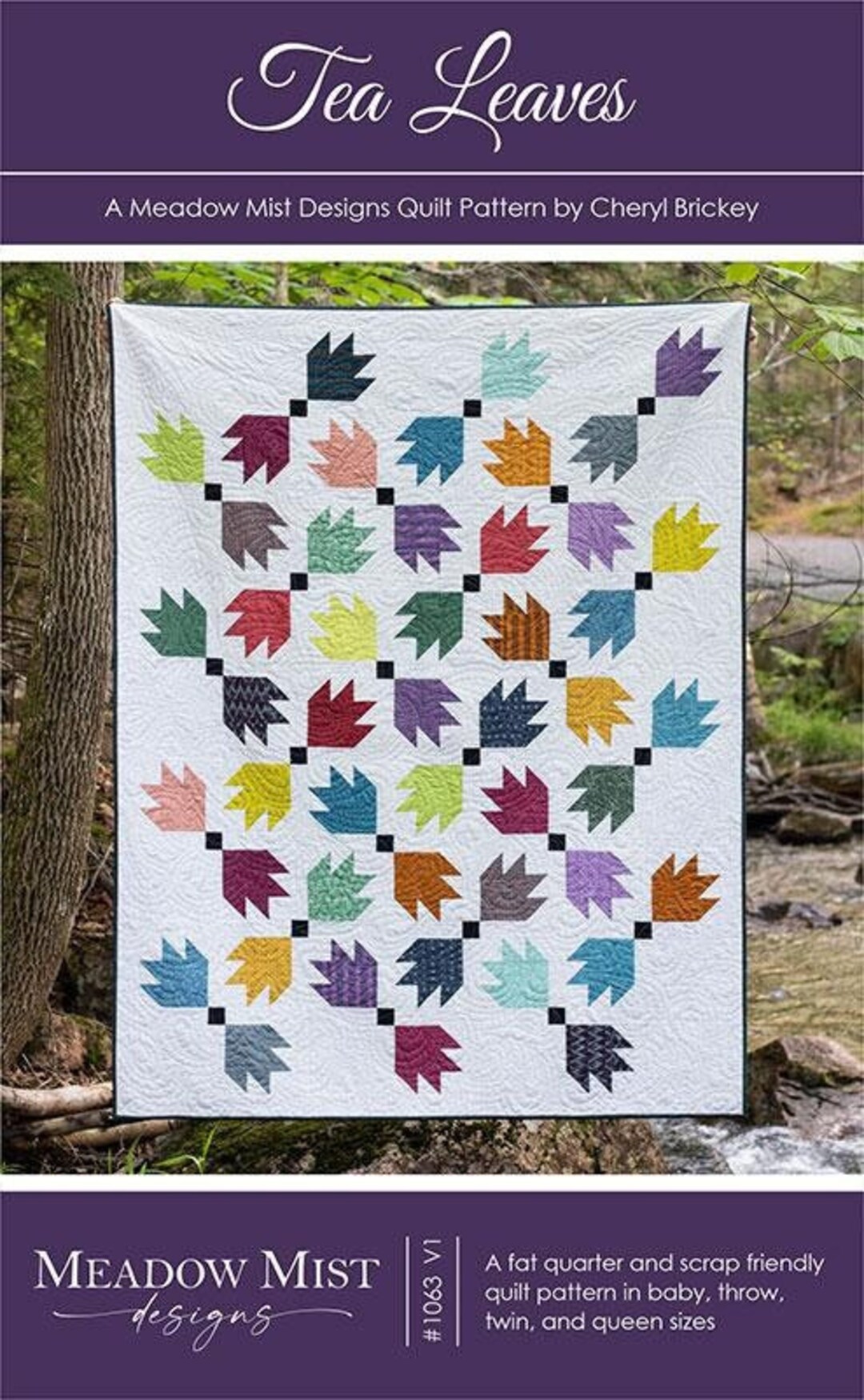 Tea Leaves Quilt Pattern, Meadow Mist Designs MMD1063, Fat Quarter FQ ...