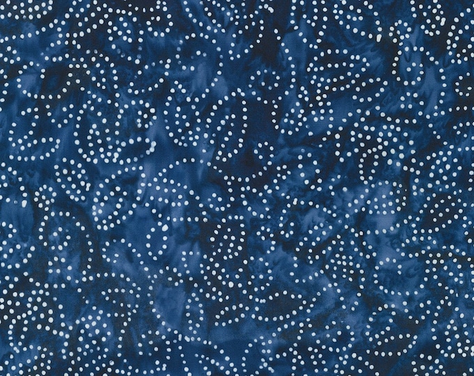 Artisan Batiks Kasuri - Vines Leaves Blue White Batik Fabric, Robert ...