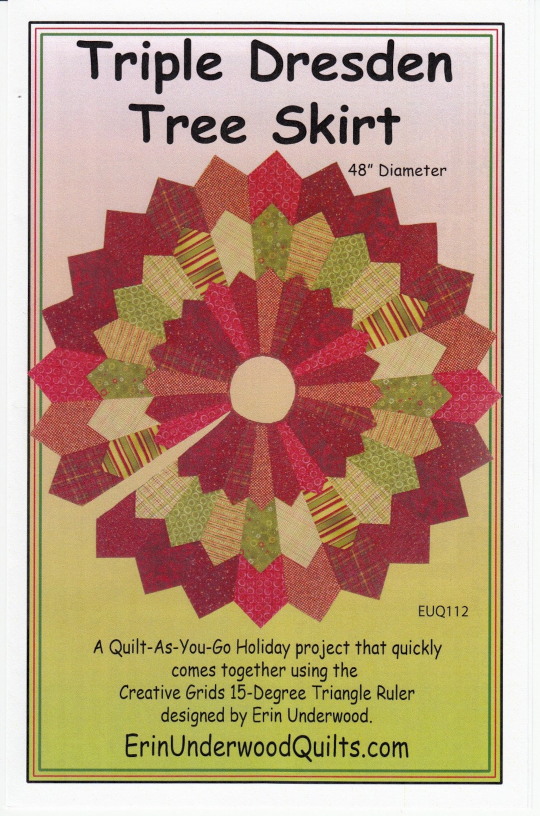 Triple Dresden Tree Skirt Pattern, Erin Underwood EUQ112, Christmas ...