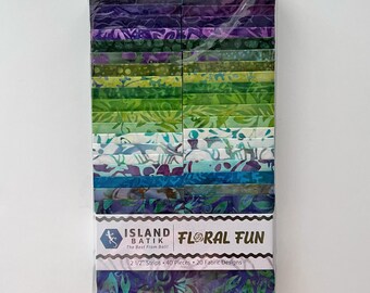Island Batik Santorini Strip Pack, Batik Jelly Roll, 2.5" Inch Precut ...