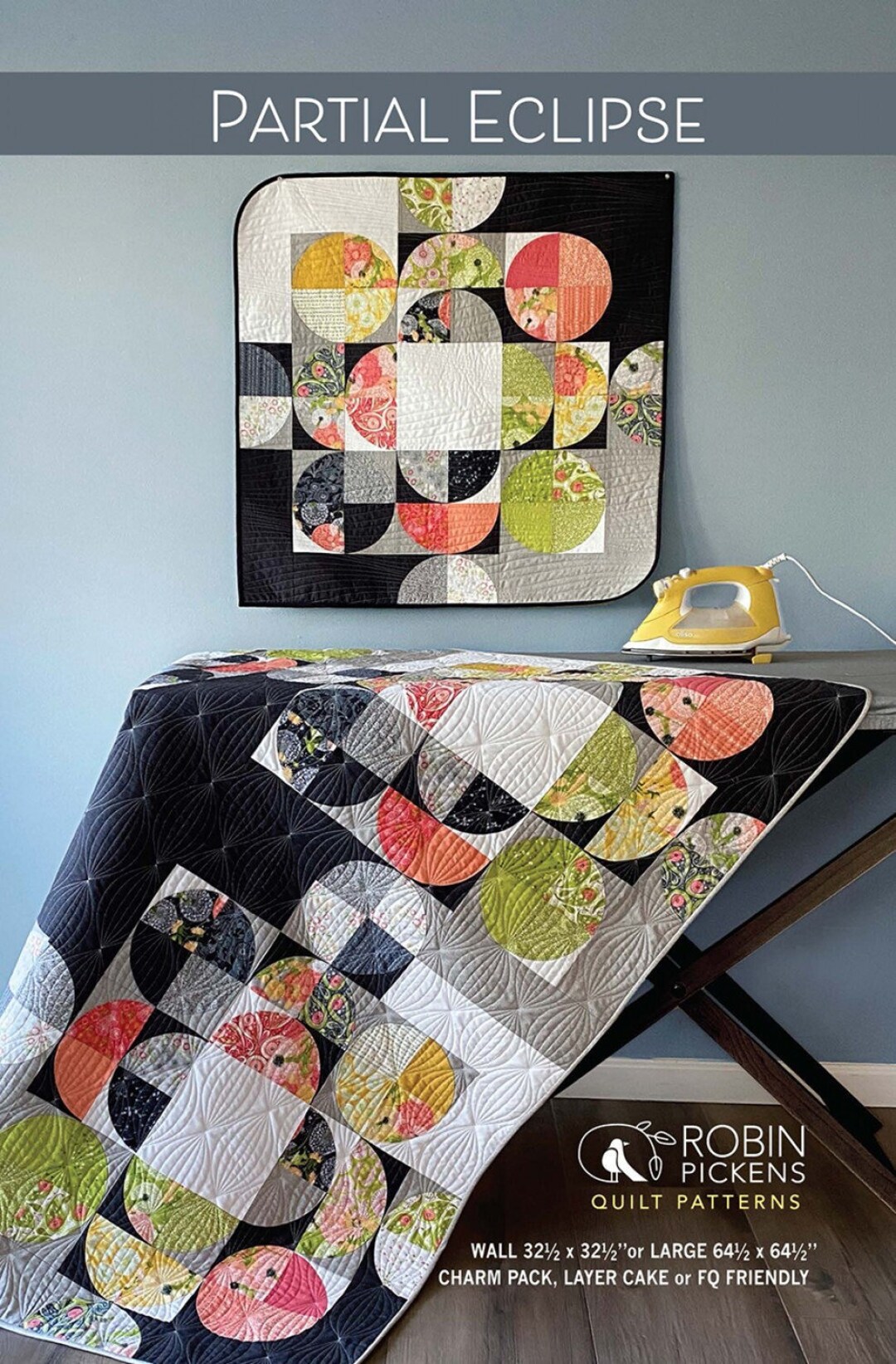 Partial Eclipse Quilt Pattern, Robin Pickens RPQP-PE155, Fat Quarter FQ Charm Pack Layer Cake ...