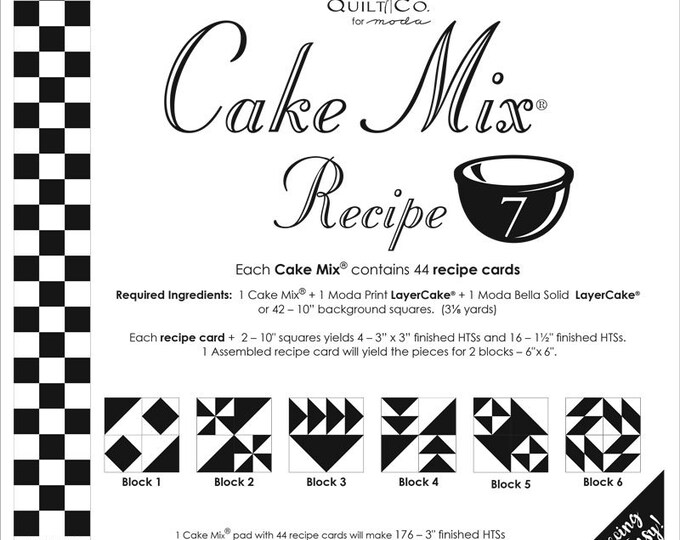 Moda Cake Mix Recipe Card 7, Moda CM7, Layer Cake Foundation Paper ...