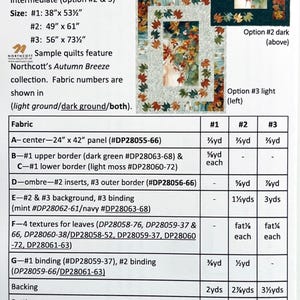 Autumn Blaze Panel Frame Quilt Pattern, Patti's Patchwork PC323 PTN3455, Fabric Panel Friendly ...