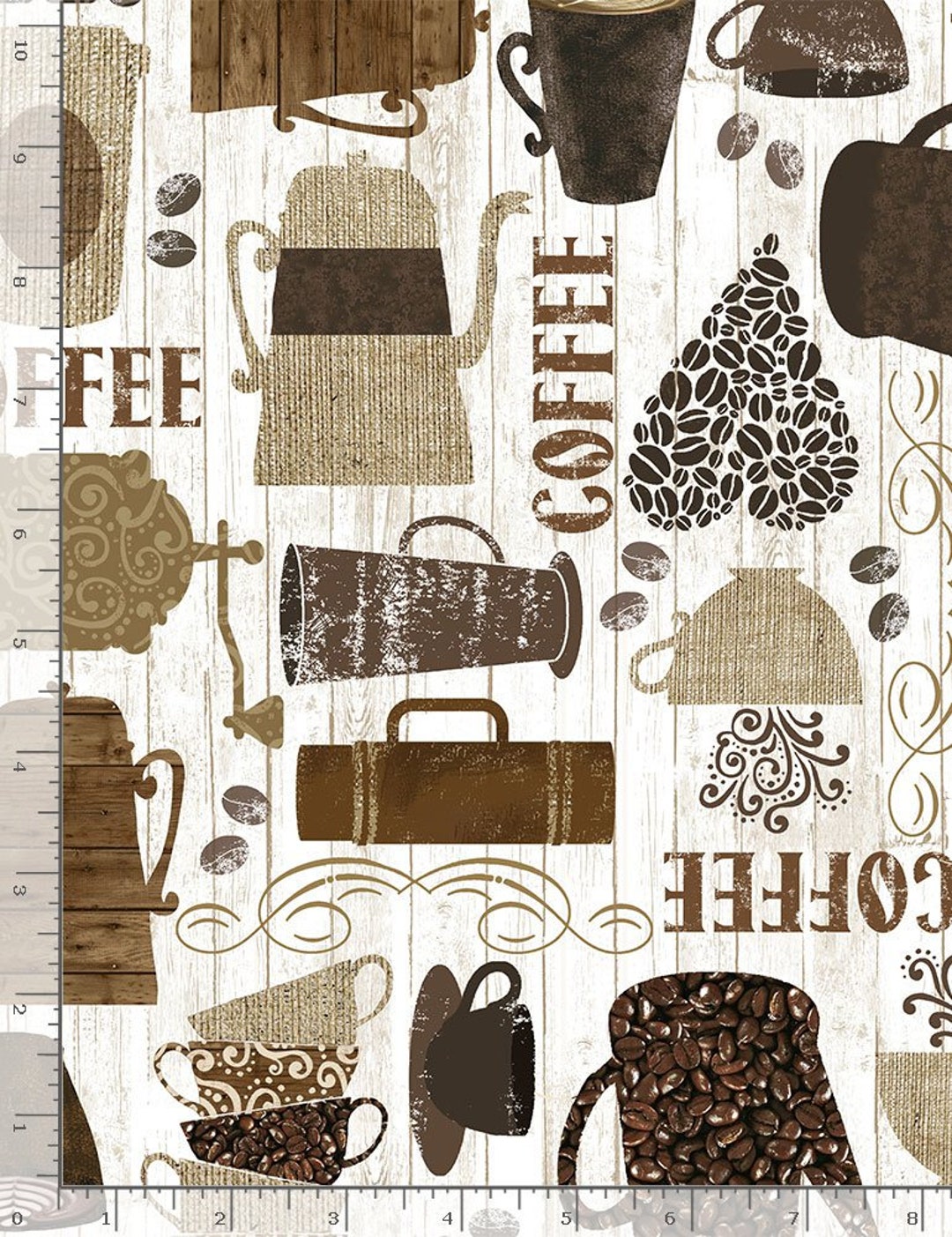 LAST CALL Coffee Themed Fabric Coffee-c7985 Brown Rise and - Etsy