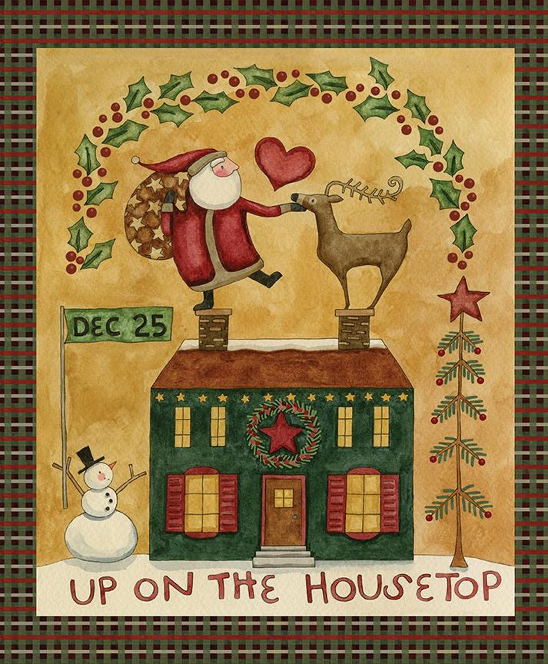 Up on the Housetop 36 Santa Fabric Panel, Riley Blake P14737-PANEL ...