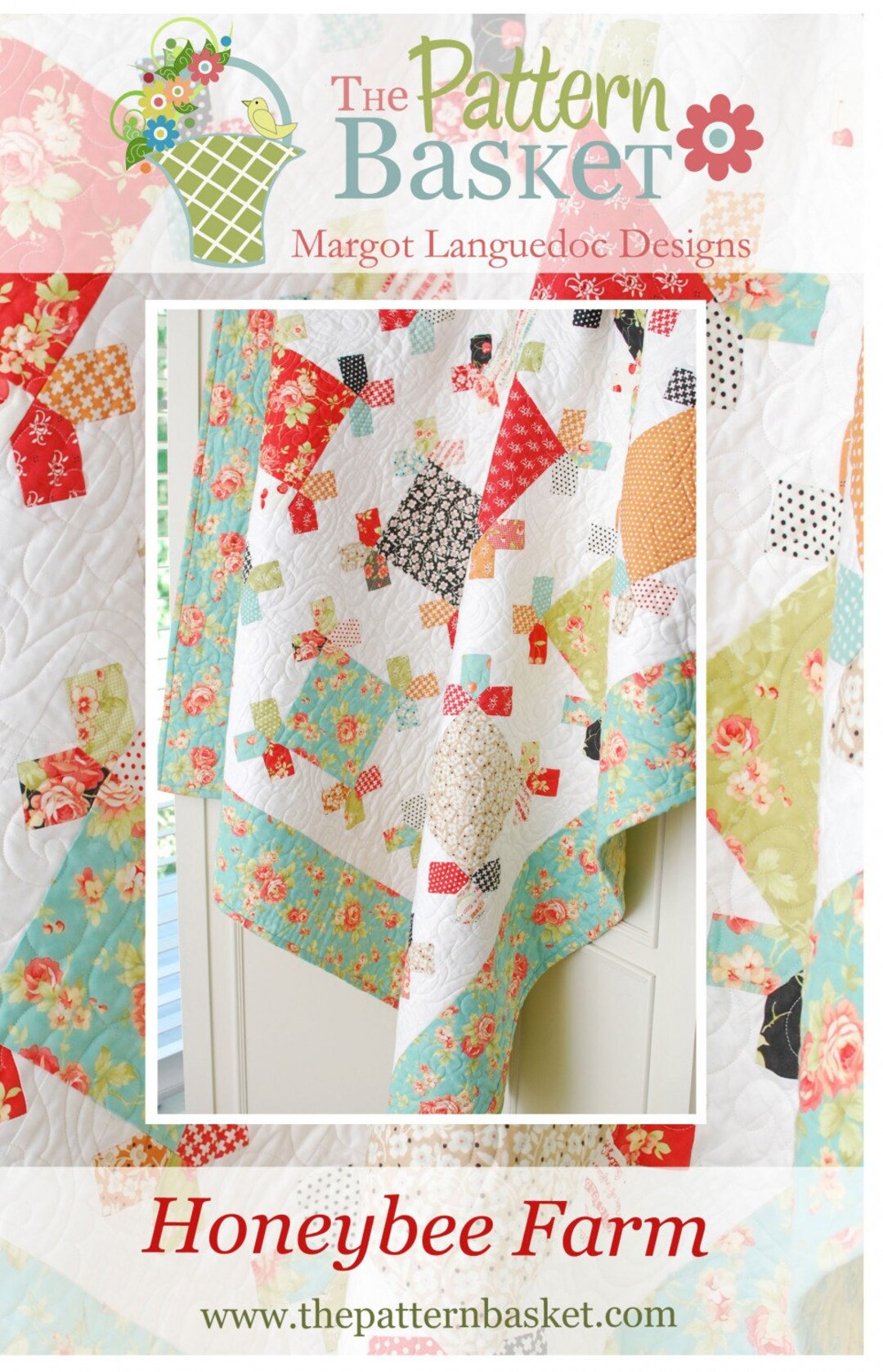 LAST CALL Honeybee Farm Quilt Pattern, the Pattern Basket TPB 1607, Layer Cake Friendly Square ...
