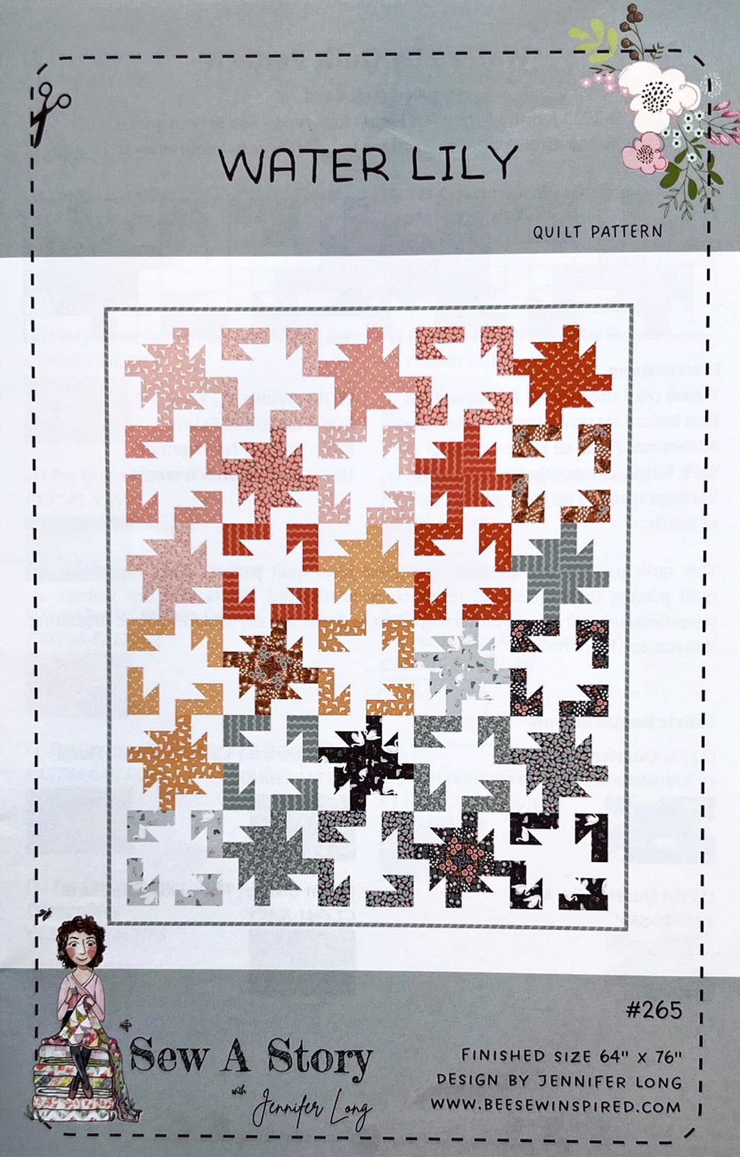 Water Lily Quilt Pattern, P177-WATERLILY, Fat Quarter FQ Friendly ...