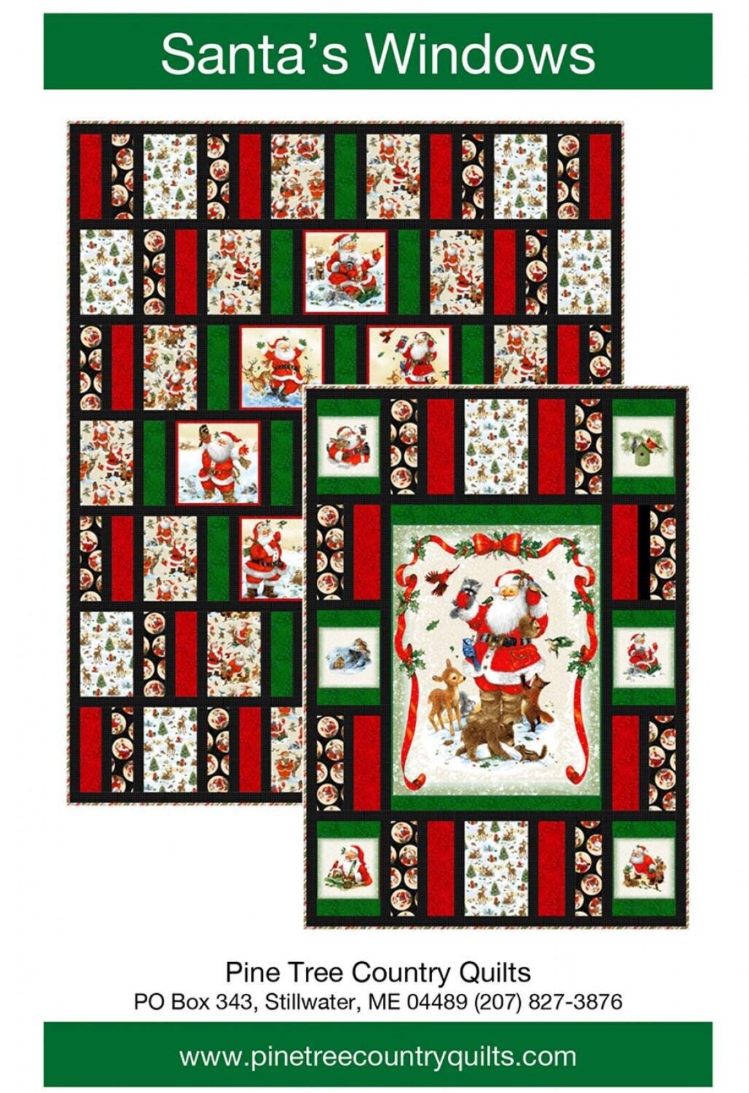 Santa's Windows Panel Frame Quilt Pattern, Pine Tree Country Quilts ...