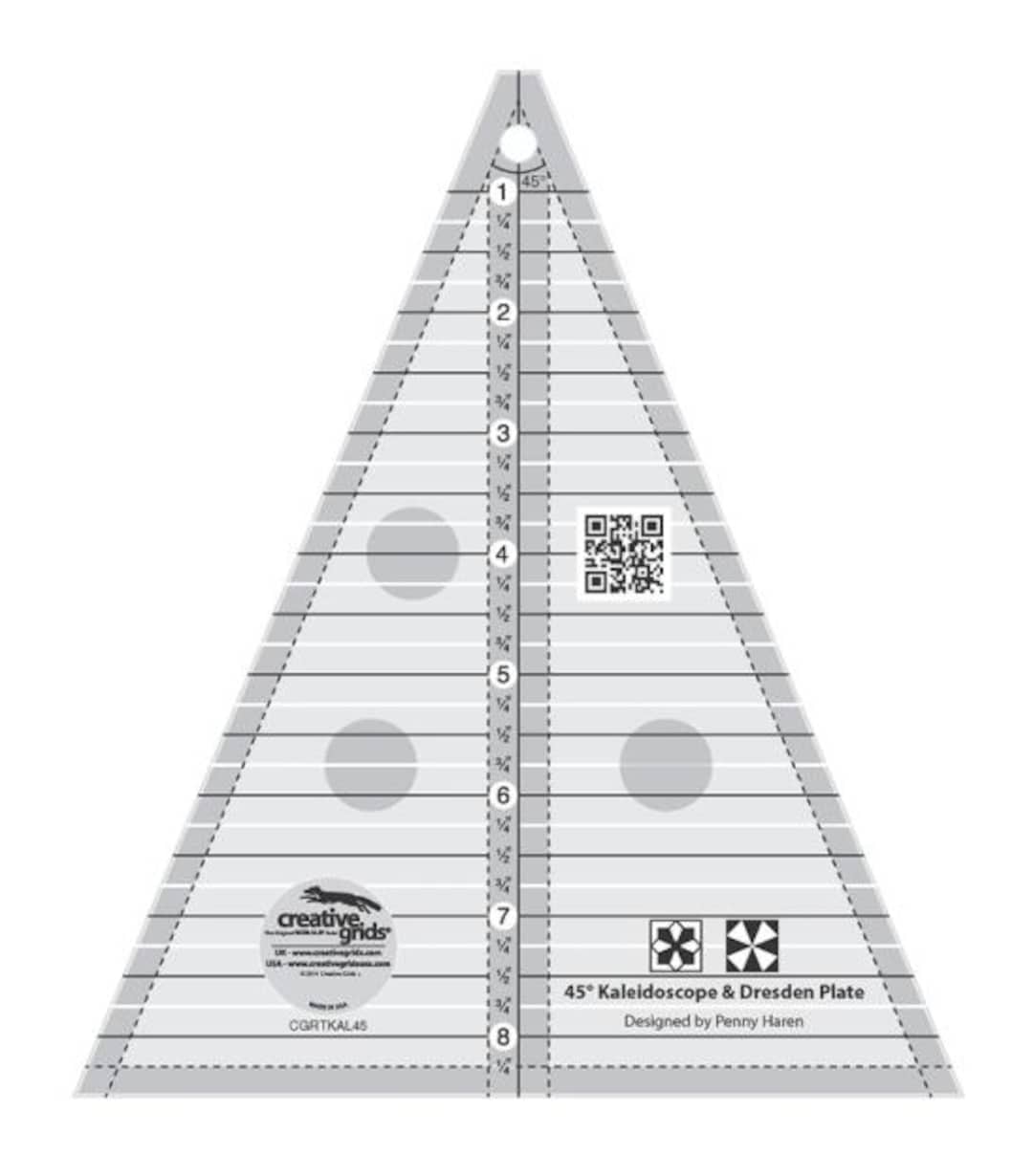 45 Degree Kaleidoscope Dresden Plate Ruler, Creative Grids CGRTKAL45 ...