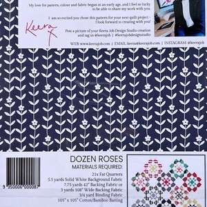 LAST CALL Dozen Roses Quilt Pattern, Live Love Sew P126-dozenroses, Fat ...