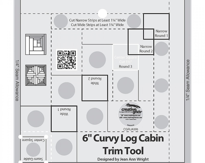 Curvy Log Cabin Ruler, CGRJAW6, Creative Grids Curvy Log Cabin Trim ...